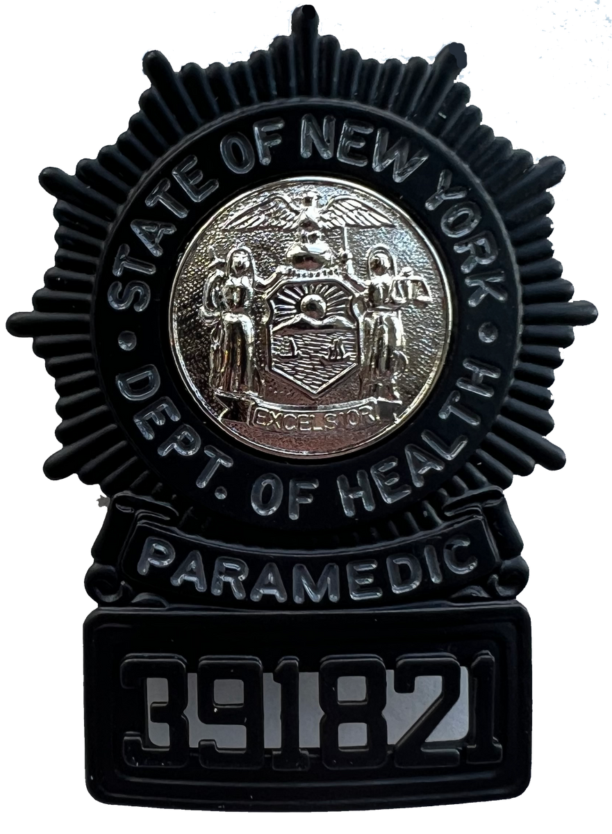 (S154B) STATE OF NEW YORK PARAMEDIC BADGE - MATTE BLACK – Code-2 LLC